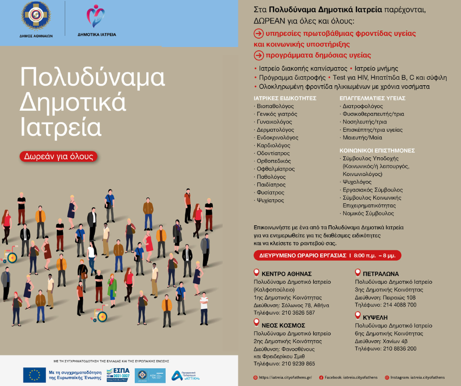 Δημοτικά Ιατρεία Δήμου Αθηναίων Πολυδύναμα Κέντρα/Δημοτικά Ιατρεία